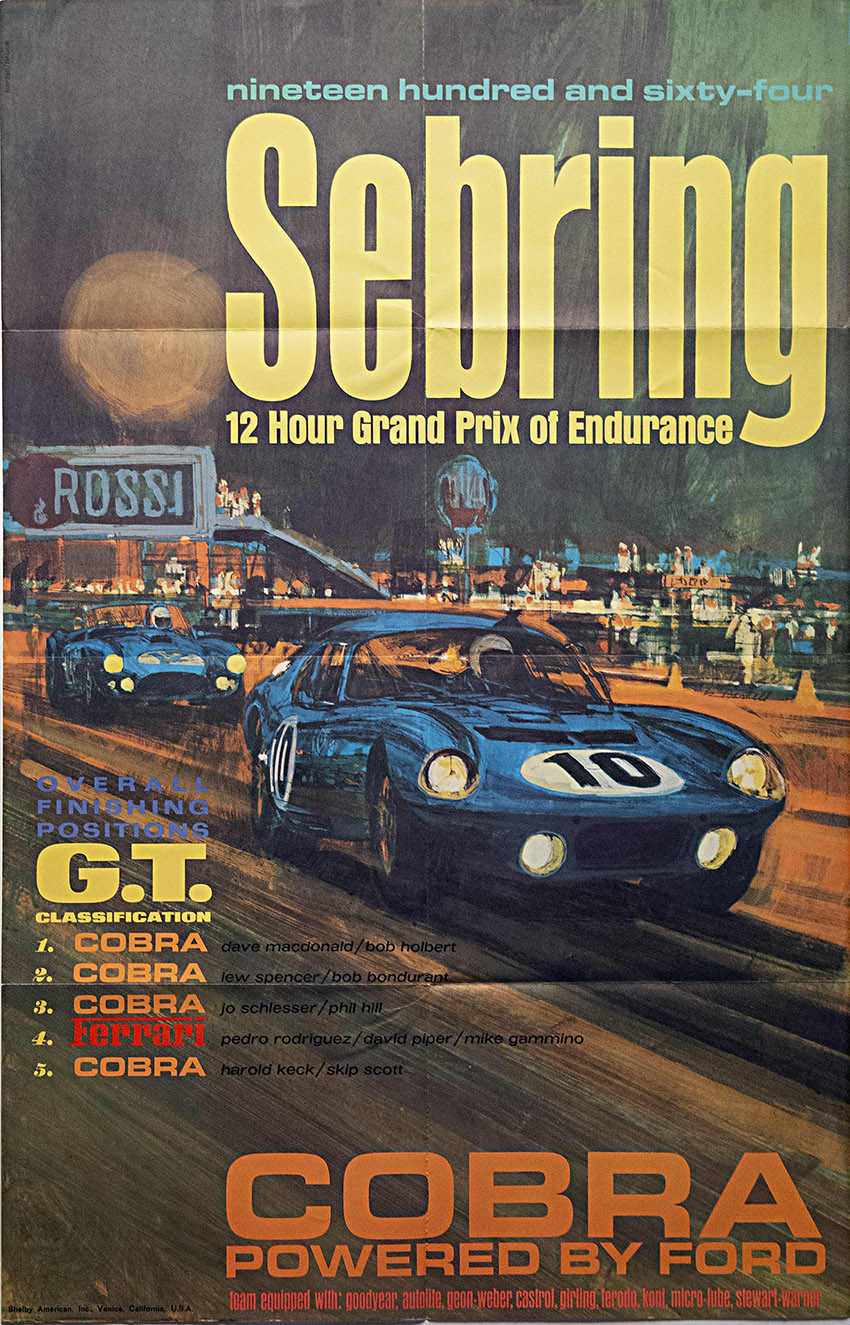 Sebring 1964 Cobra Race Results Poster